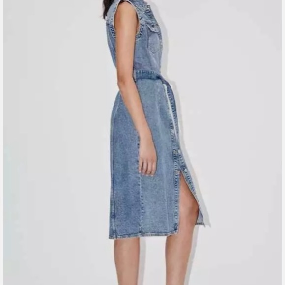 Zara | Dresses | Zara New Woman Ss23 Midblue Denim Midi Dress ...